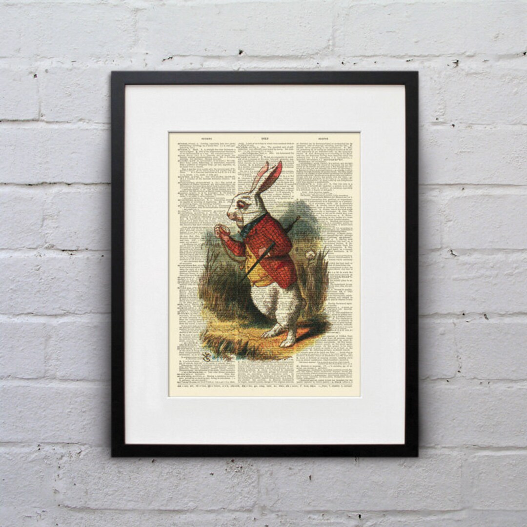 Late Rabbit Alice in Wonderland - Shabby Chic Vintage Dictionary Page ...