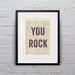 You Rock Inspirational Quote Dictionary Page Book Art Print DPQU129 - Etsy