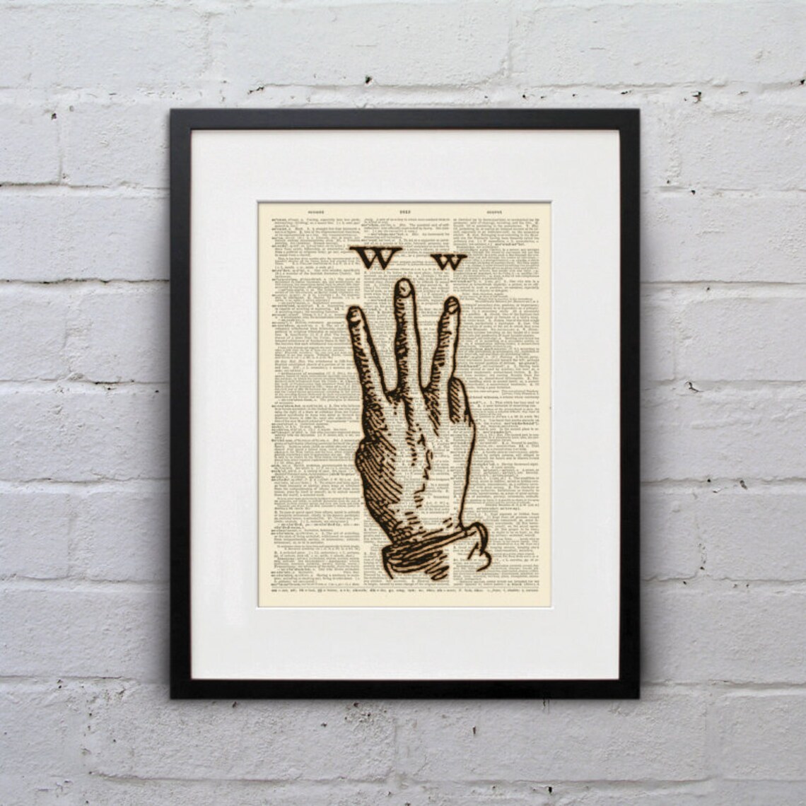 The Letter W Vintage Sign Language Alphabet Shabby Chic - Etsy