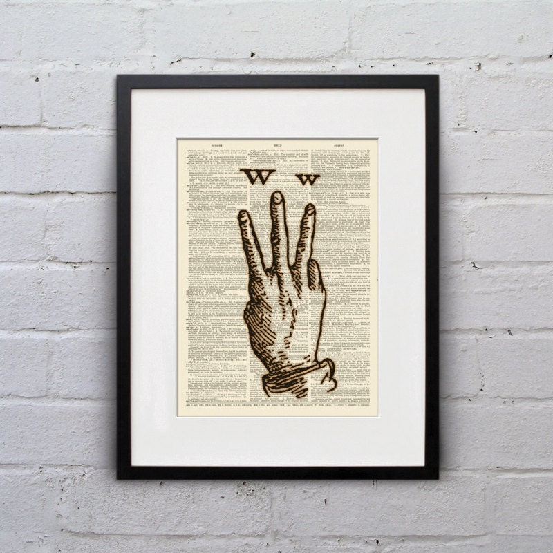 The Letter W - Vintage Sign Language Alphabet - Shabby Chic Dictionary ...