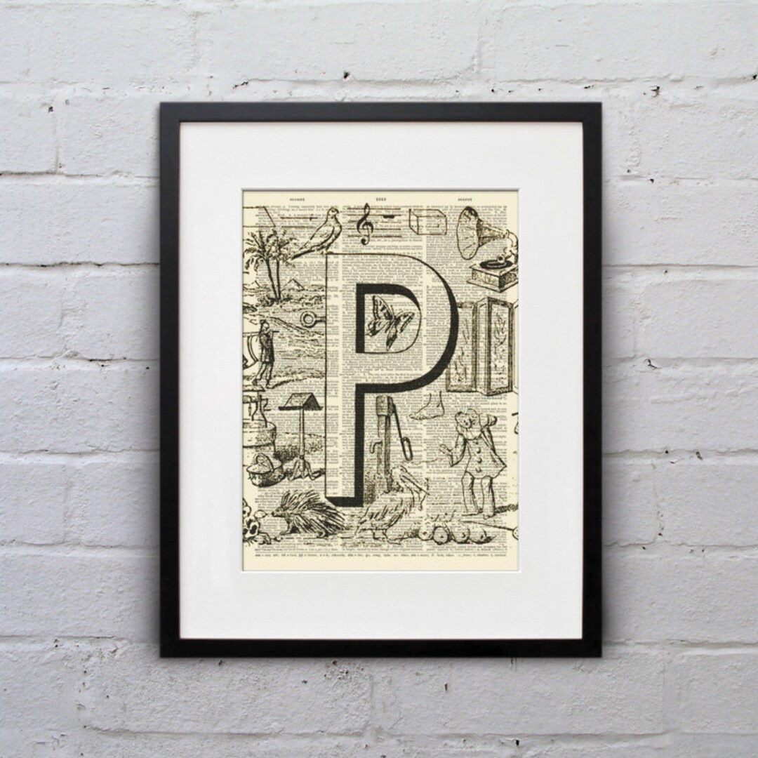 The Letter P Vintage French Alphabet Shabby Chic Dictionary Page Book ...
