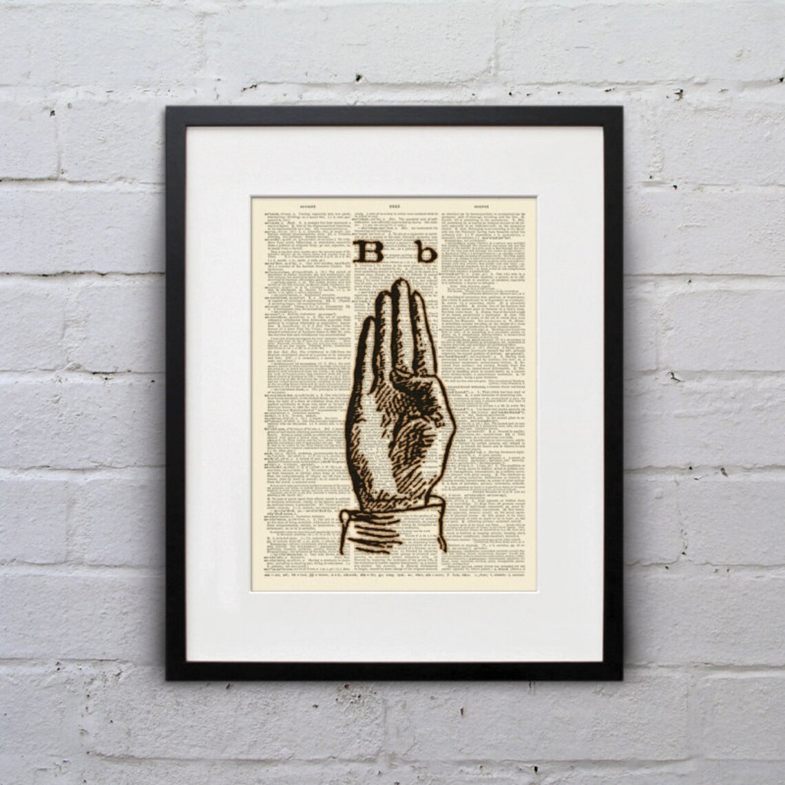 The Letter B Vintage Sign Language Alphabet Shabby Chic | Etsy