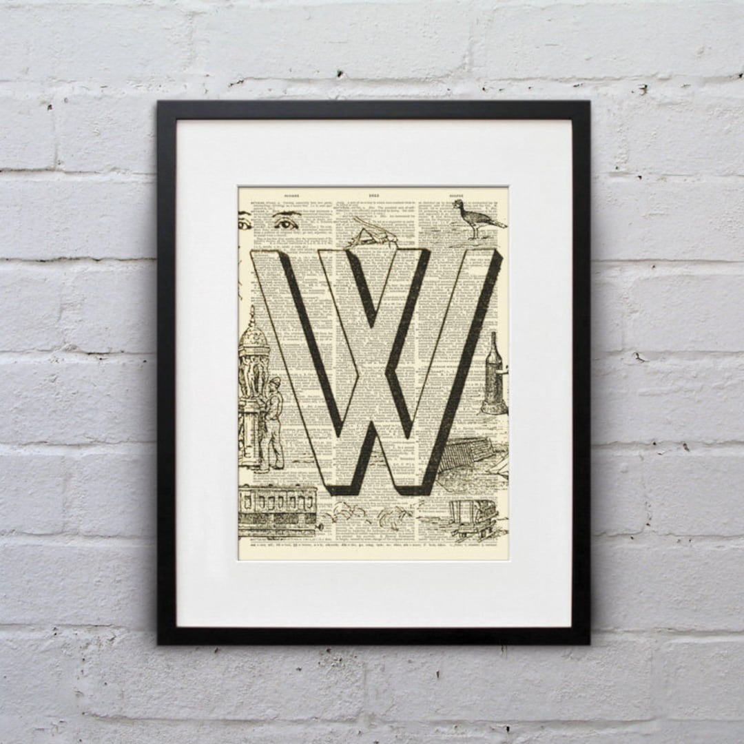 The Letter W Vintage French Alphabet - Shabby Chic Dictionary Page Book ...