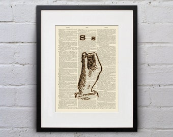 The Letter A Vintage Sign Language Alphabet Shabby Chic | Etsy