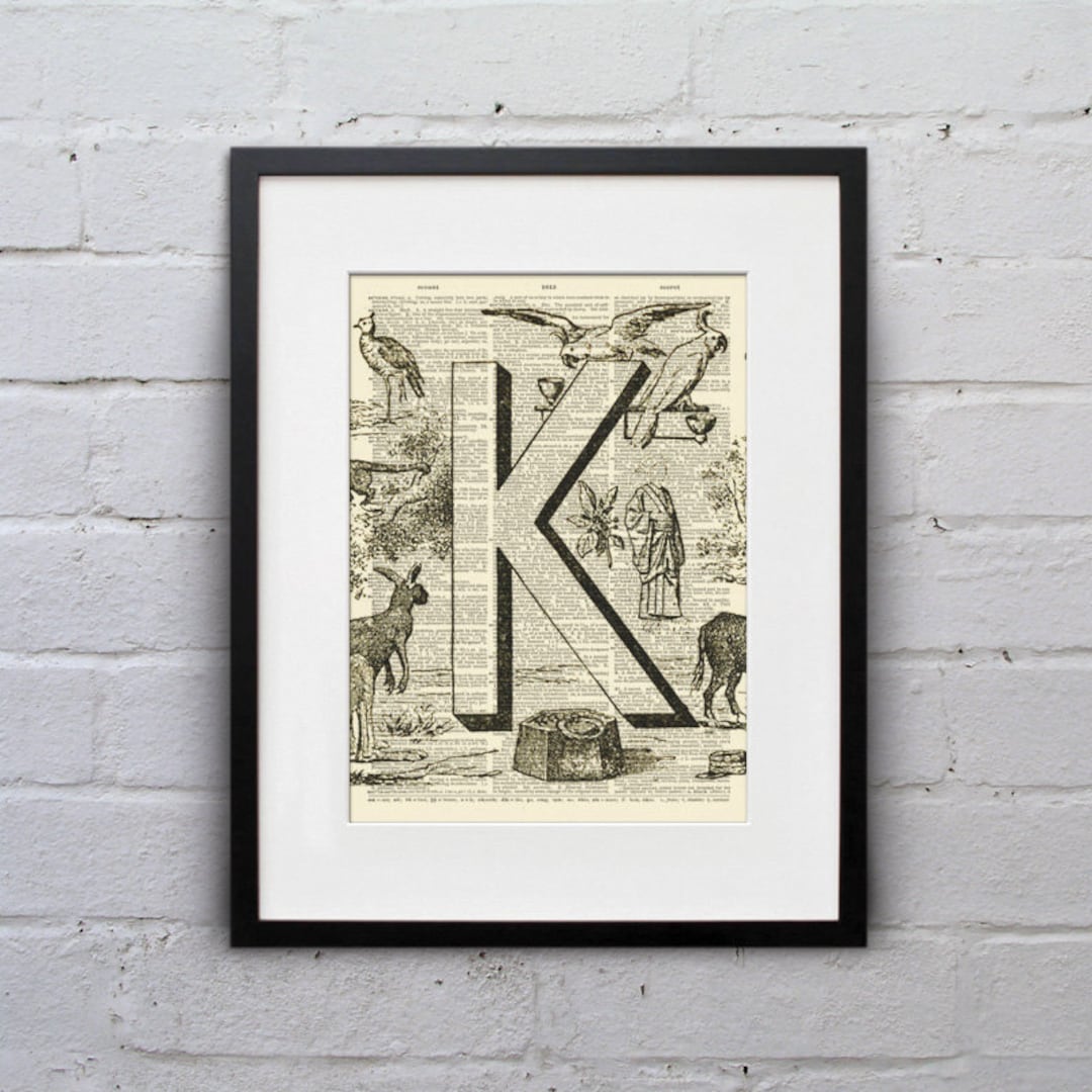 The Letter K Vintage French Alphabet - Shabby Chic Dictionary Page Book ...
