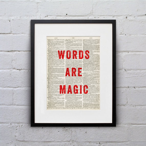 Words Are Magic Inspirational Quote Dictionary Page Book Art - Etsy