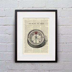You're My True North - True Love Dictionary Page Book Art Print ...
