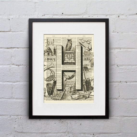 The Letter H Vintage French Alphabet Shabby Chic Dictionary | Etsy