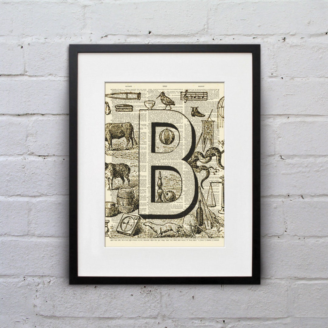 The Letter B Vintage French Alphabet - Shabby Chic Dictionary Page Book ...