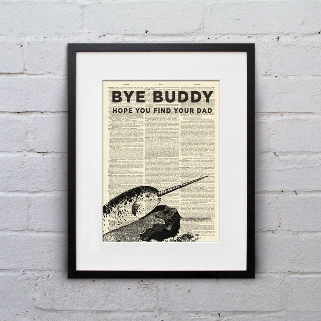 Bye Buddy Narwhal Dictionary Page Book Art Print DPUN001 - Etsy