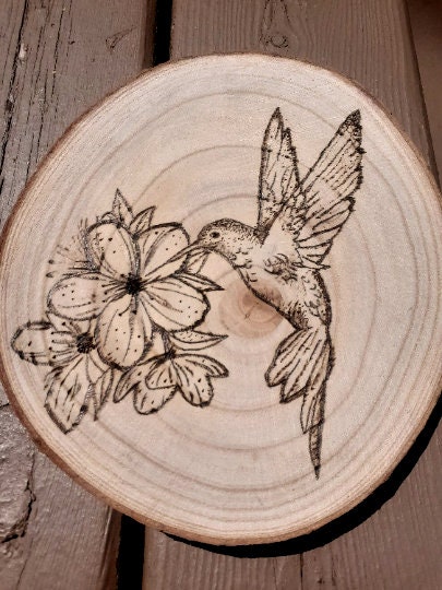 Floral Hummingbird Woodburn Art - Etsy