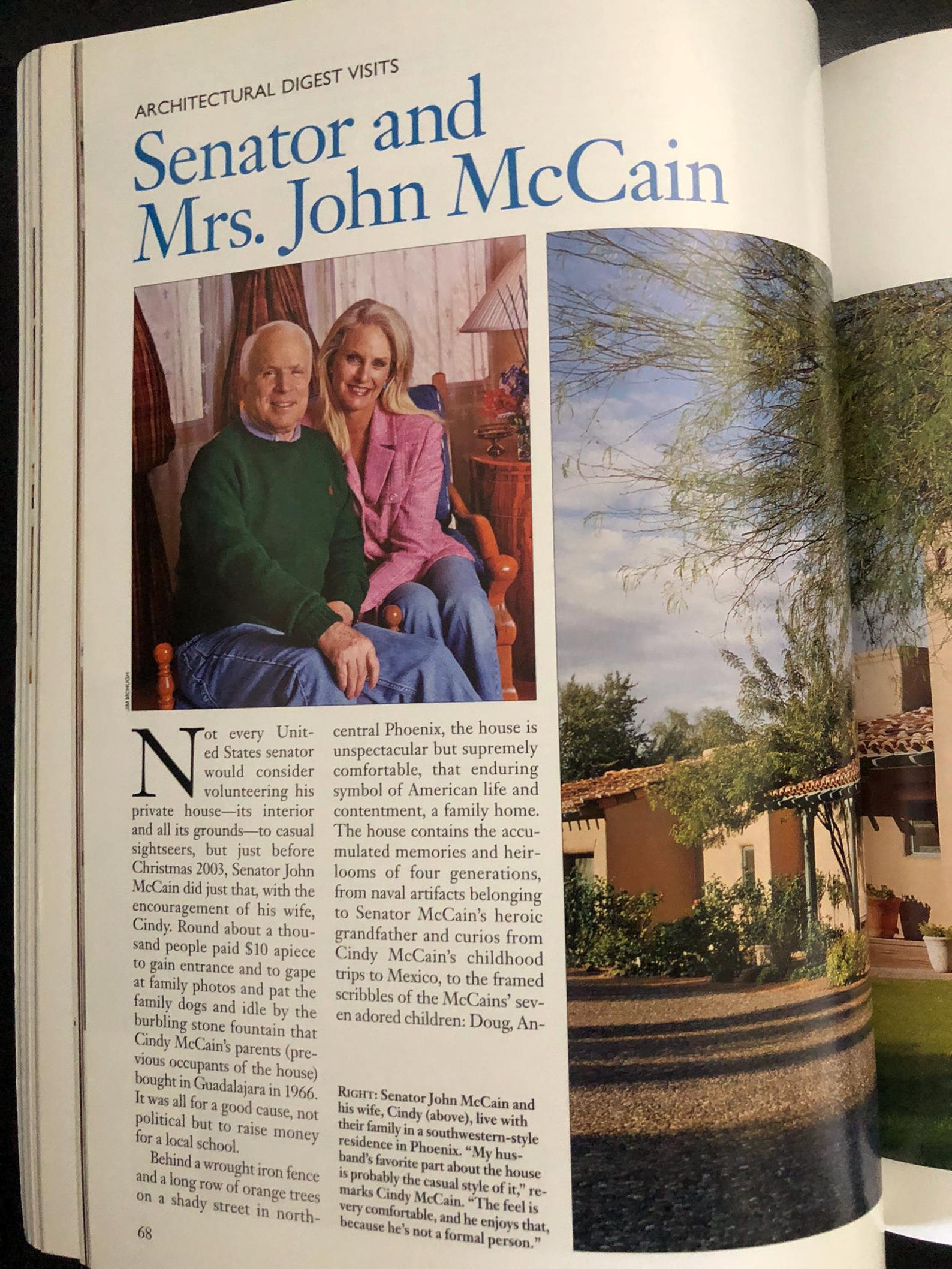 Architectural Digest July 2005 Senator John Mccain Interview Interior ...