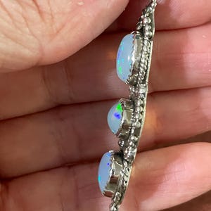 Wow Natural Opal and Sterling Silver Pendant Necklace Stunning Color ...