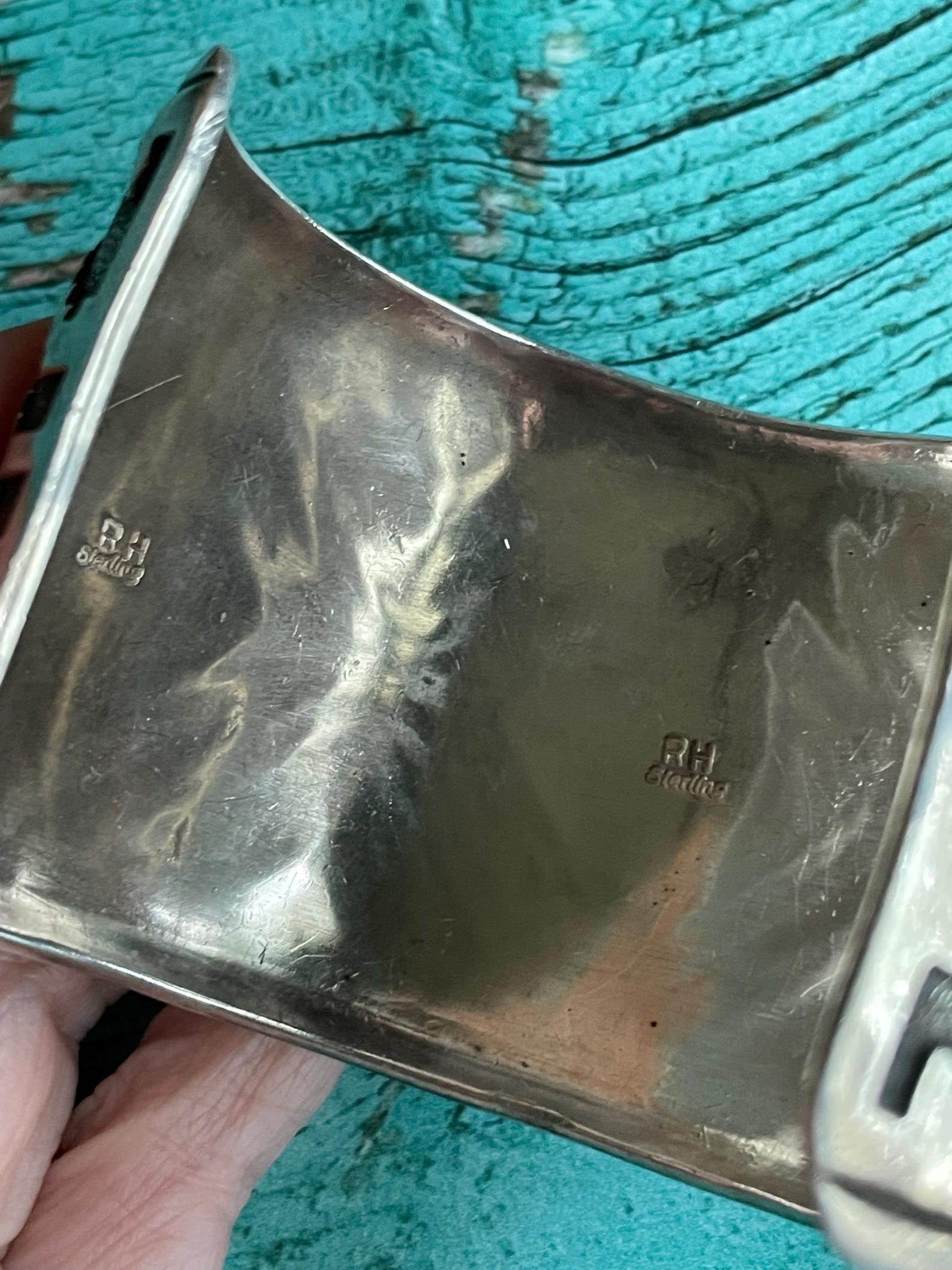 Heavy Ronnie Hurley Signed Handmade Navajo Sterling Silver and Kingman ...
