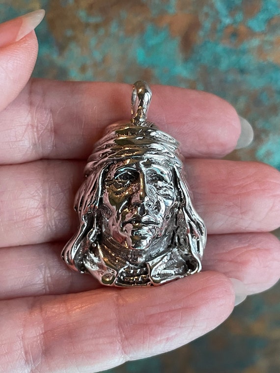 Indian Chief Heavy Vintage Handmade Enhancer Pendant … - Gem