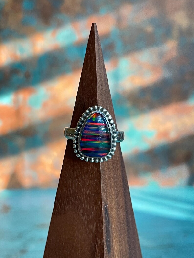 Sterling Silver & Rainbow Lab Opal Ring Layaway Available - Etsy