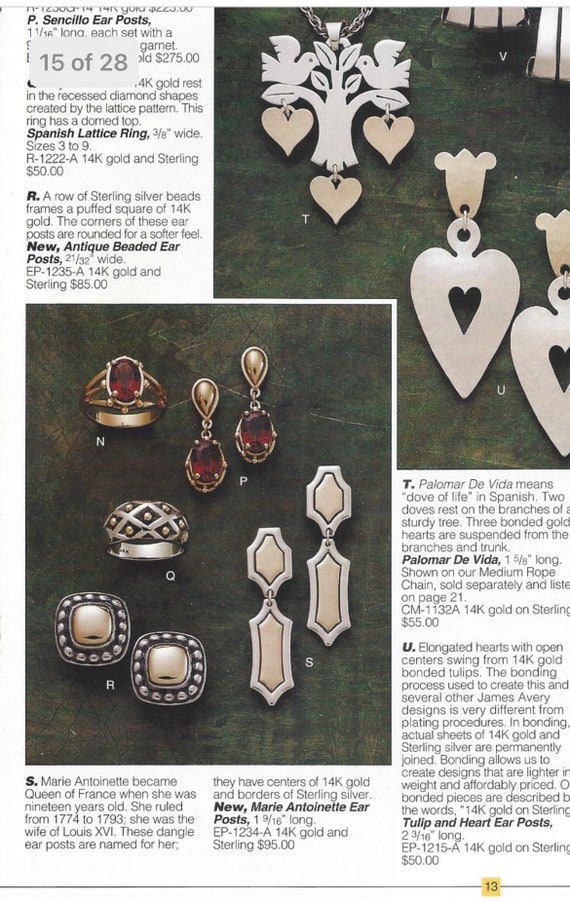 James Avery From 1996 Catalog Marie Antoinette Ear Po… - Gem