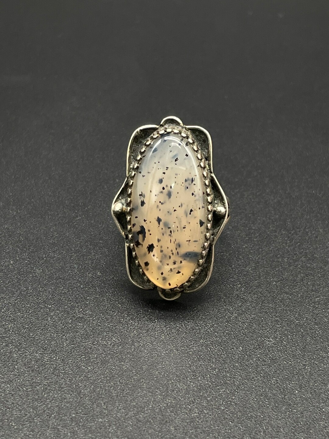 Sterling Silver and Dendritic Montana Moss Agate Native America Navajo ...