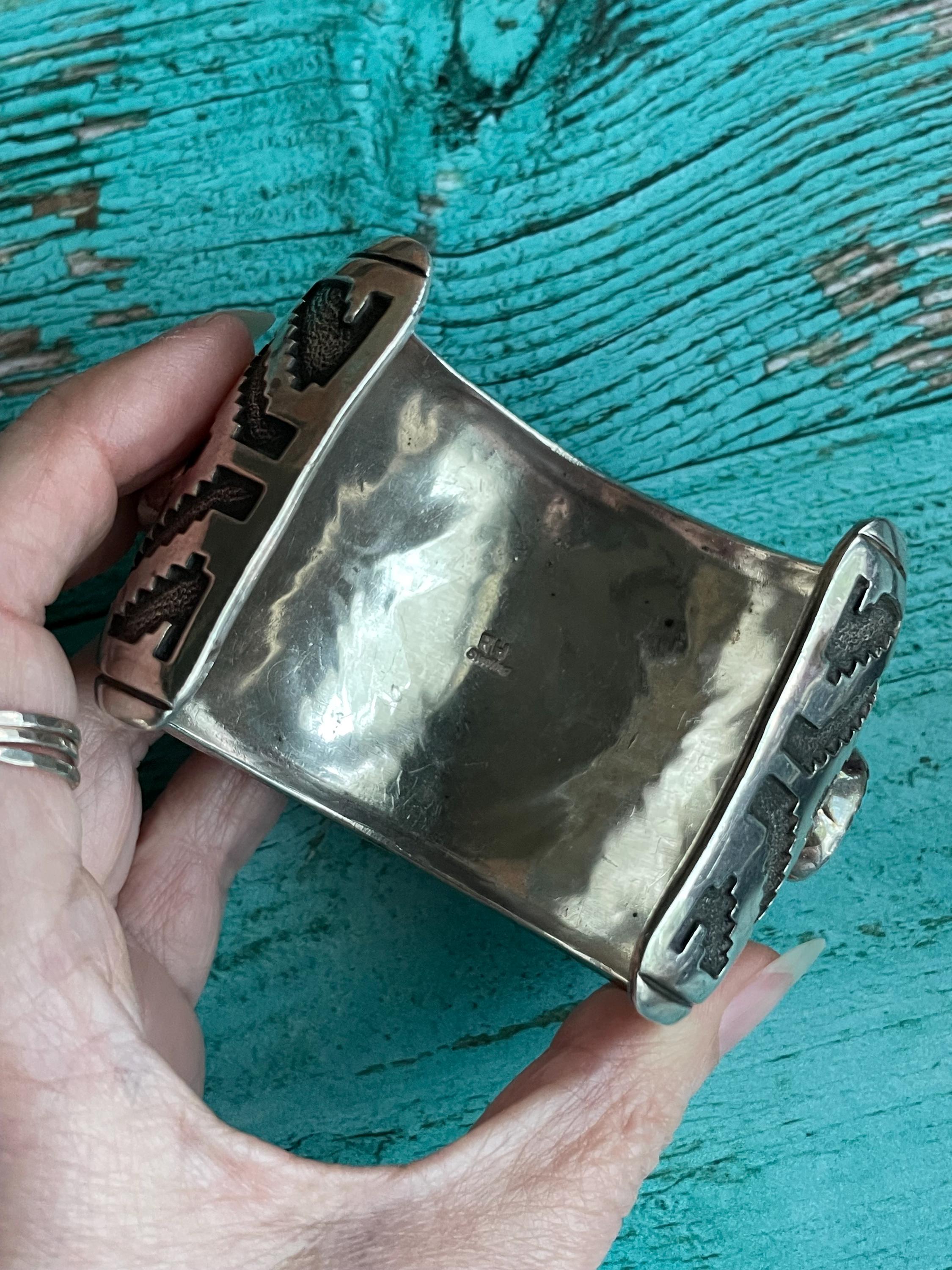 Heavy Ronnie Hurley Signed Handmade Navajo Sterling Silver and Kingman ...