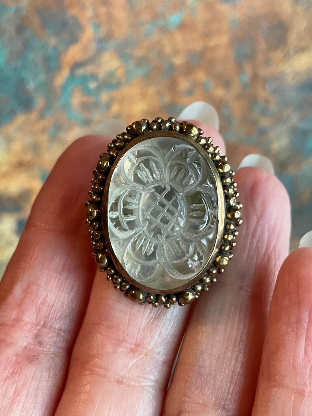Rare Stephen Dweck Designer Bronze and Carved Quartz Ring - Etsy