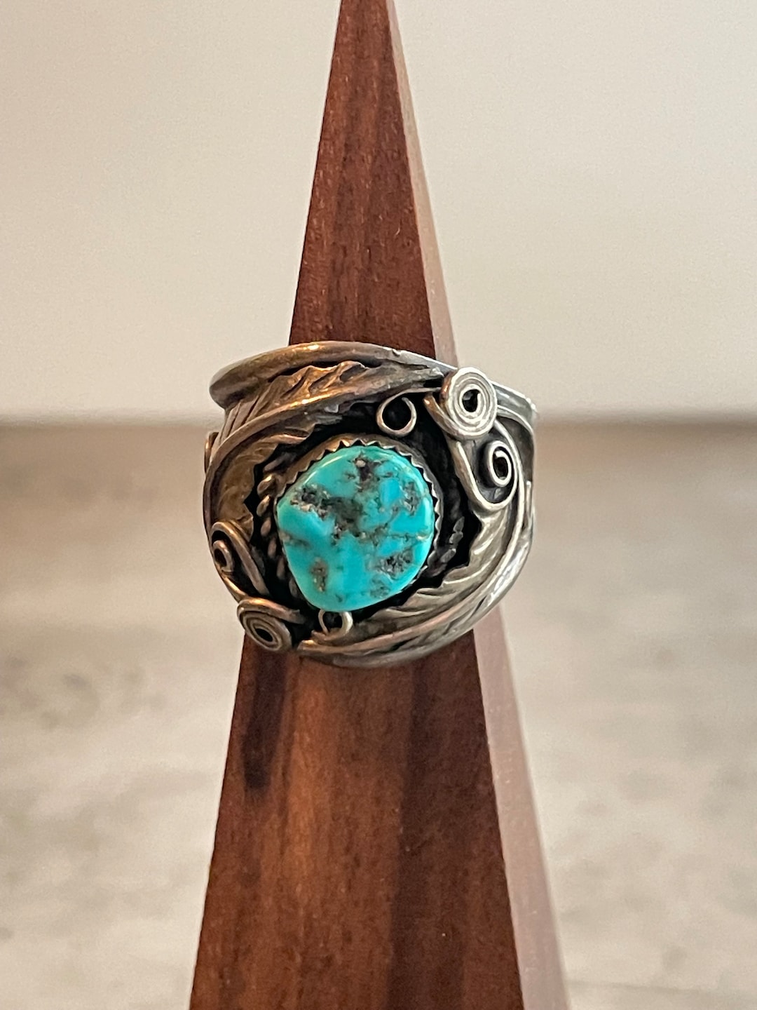 Big Native American Sterling Silver & Blue Turquoise Mens Ring Vintage ...