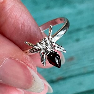 Cute Sterling Silver and Amber Spider Ring - Etsy