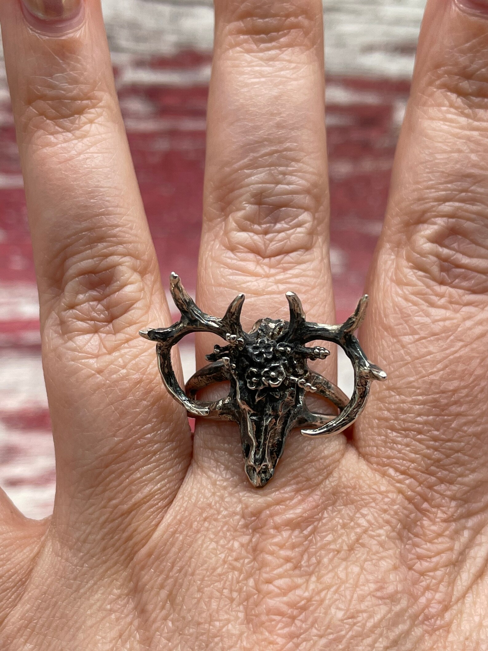 Awesome Sterling Silver Unisex Longhorn Deer With Flowers Stag - Etsy
