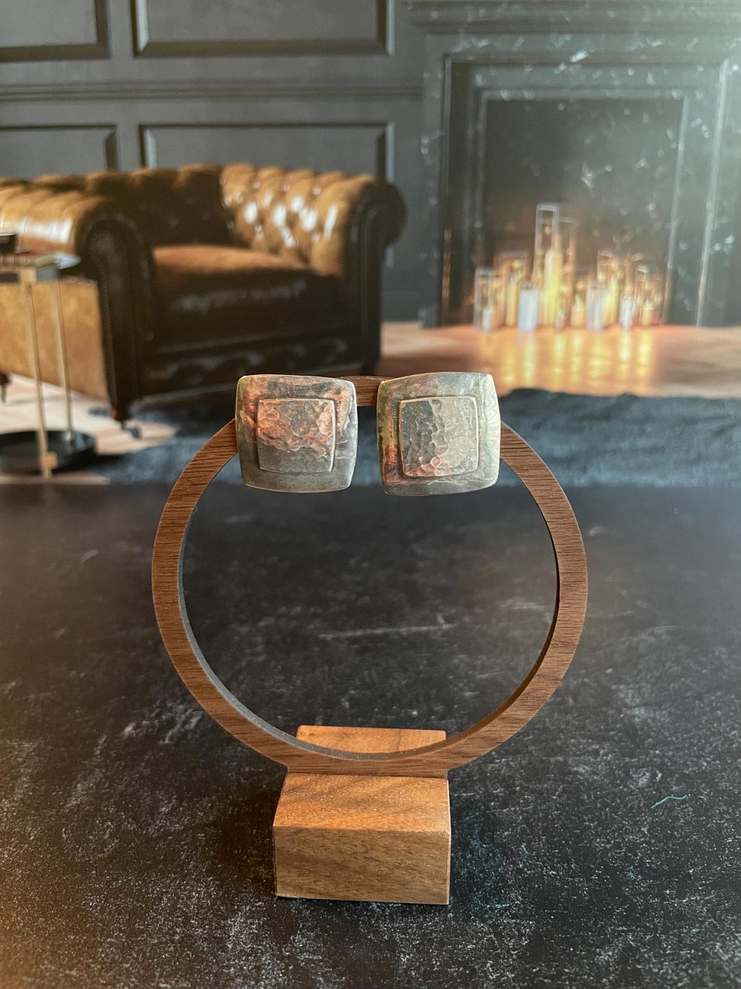 Jeep Collins Sterling Silver Large Square Hammered Earrings - Etsy