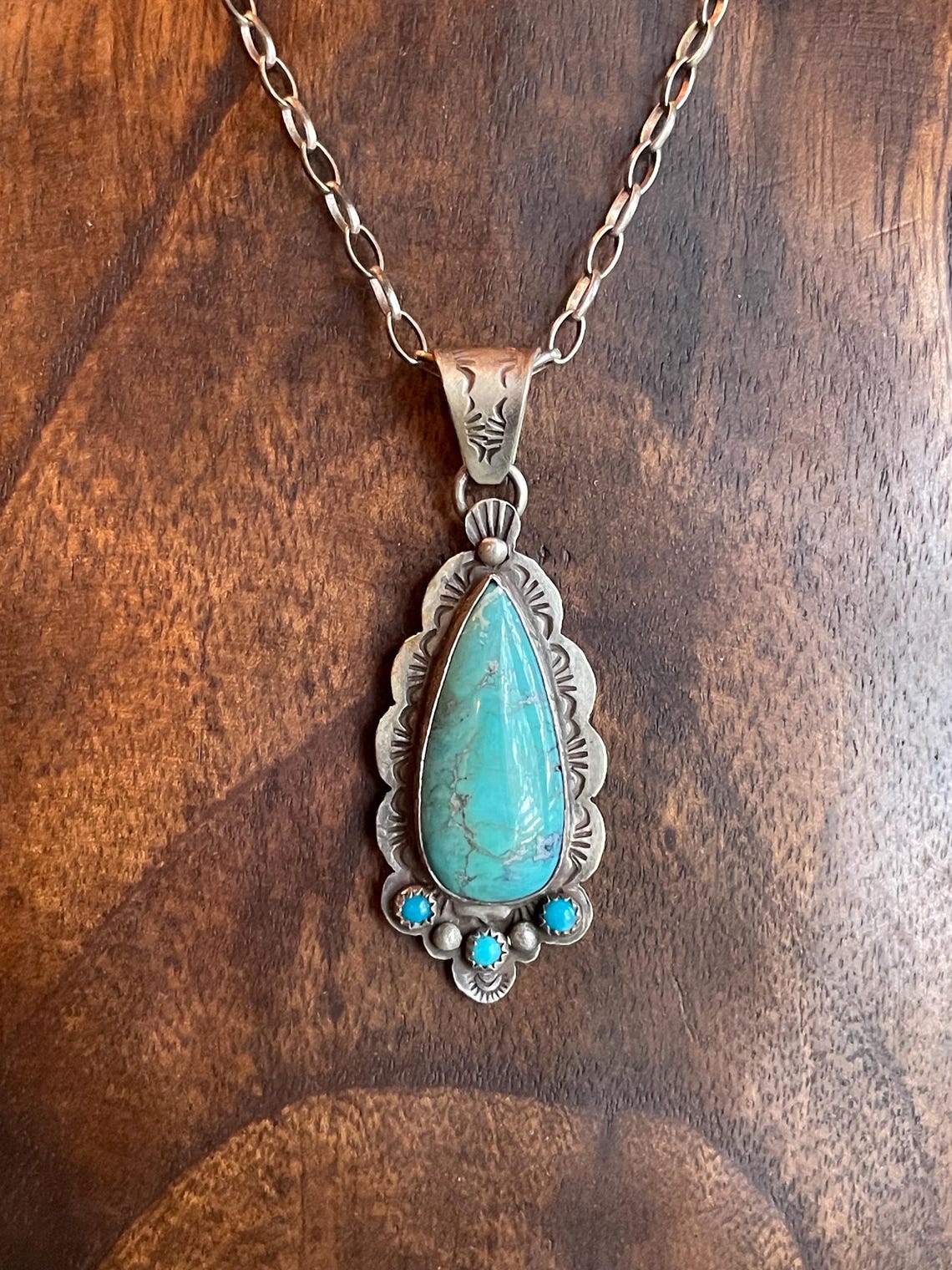 Artist Signed Chatfields Sterling Silver and Turquoise Killer Pendant ...