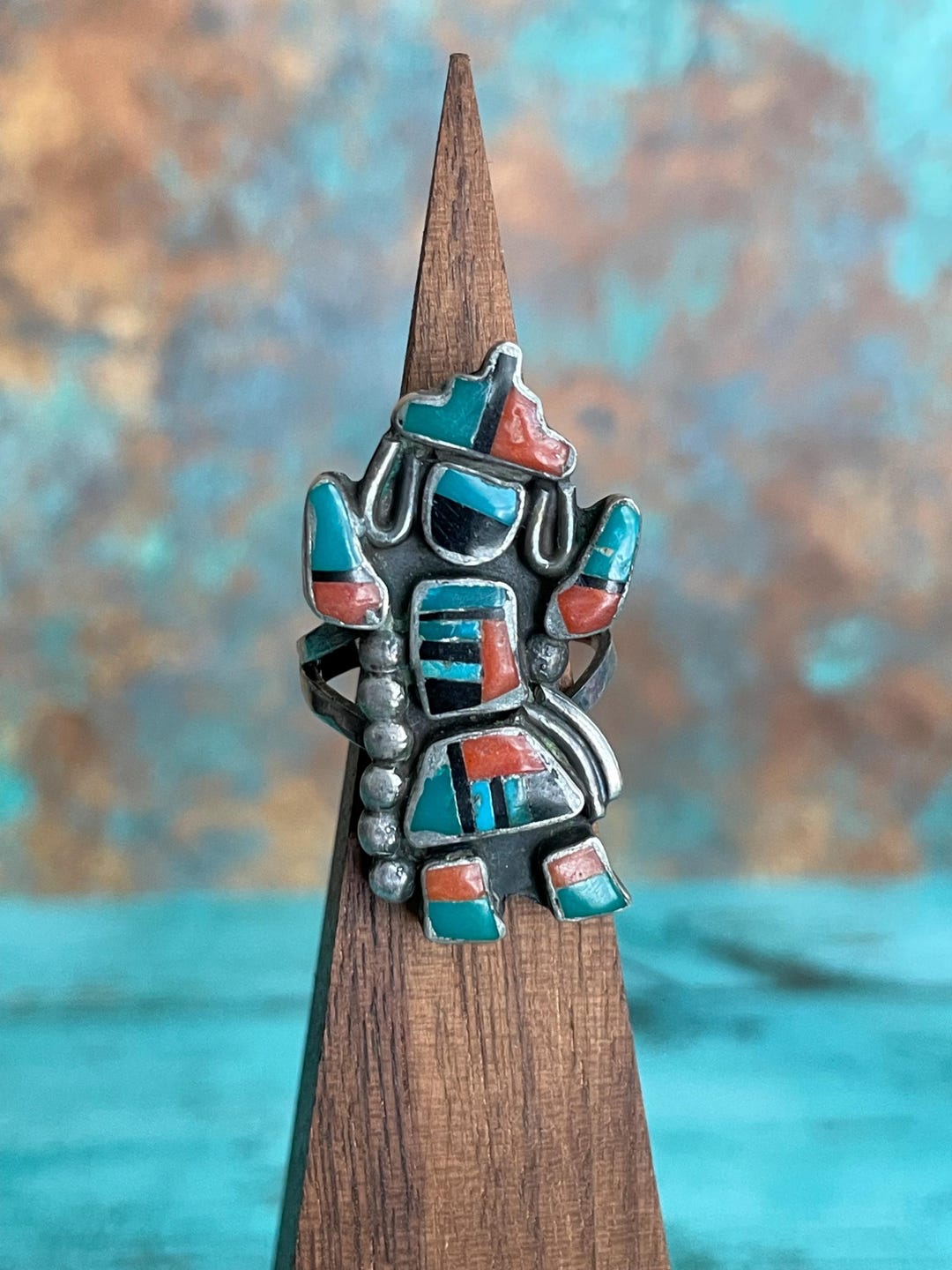 Vintage Sterling Silver Zuni Eagle Dancer Inlay Ring so Detailed ...