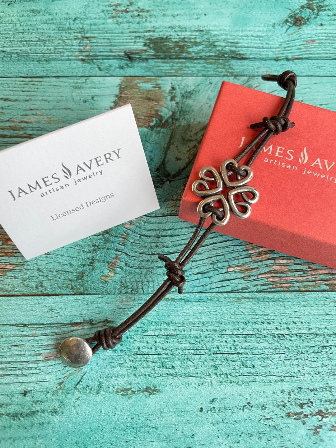 James Avery Retired Sterling Sliver and Leather Bountiful Hearts ...