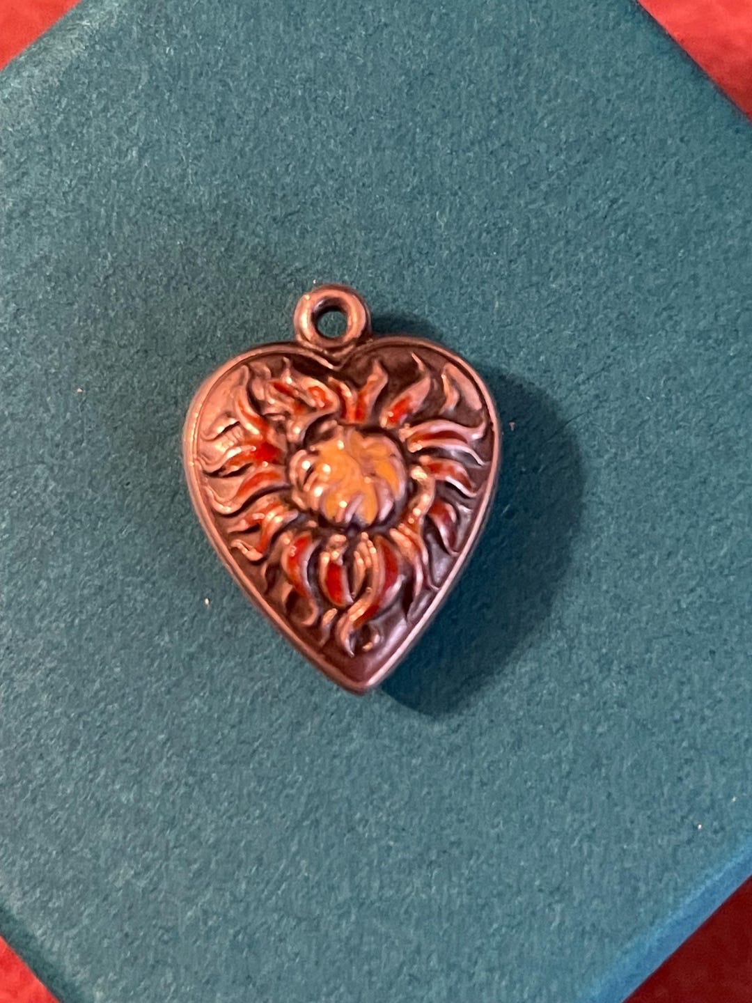 Vintage 1930’s-1940’s Sterling Silver and Enamel Puffy Heart Dahlia ...
