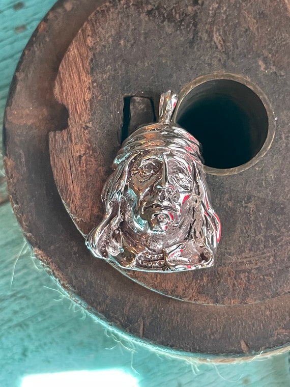 Indian Chief Heavy Vintage Handmade Enhancer Pendant … - Gem