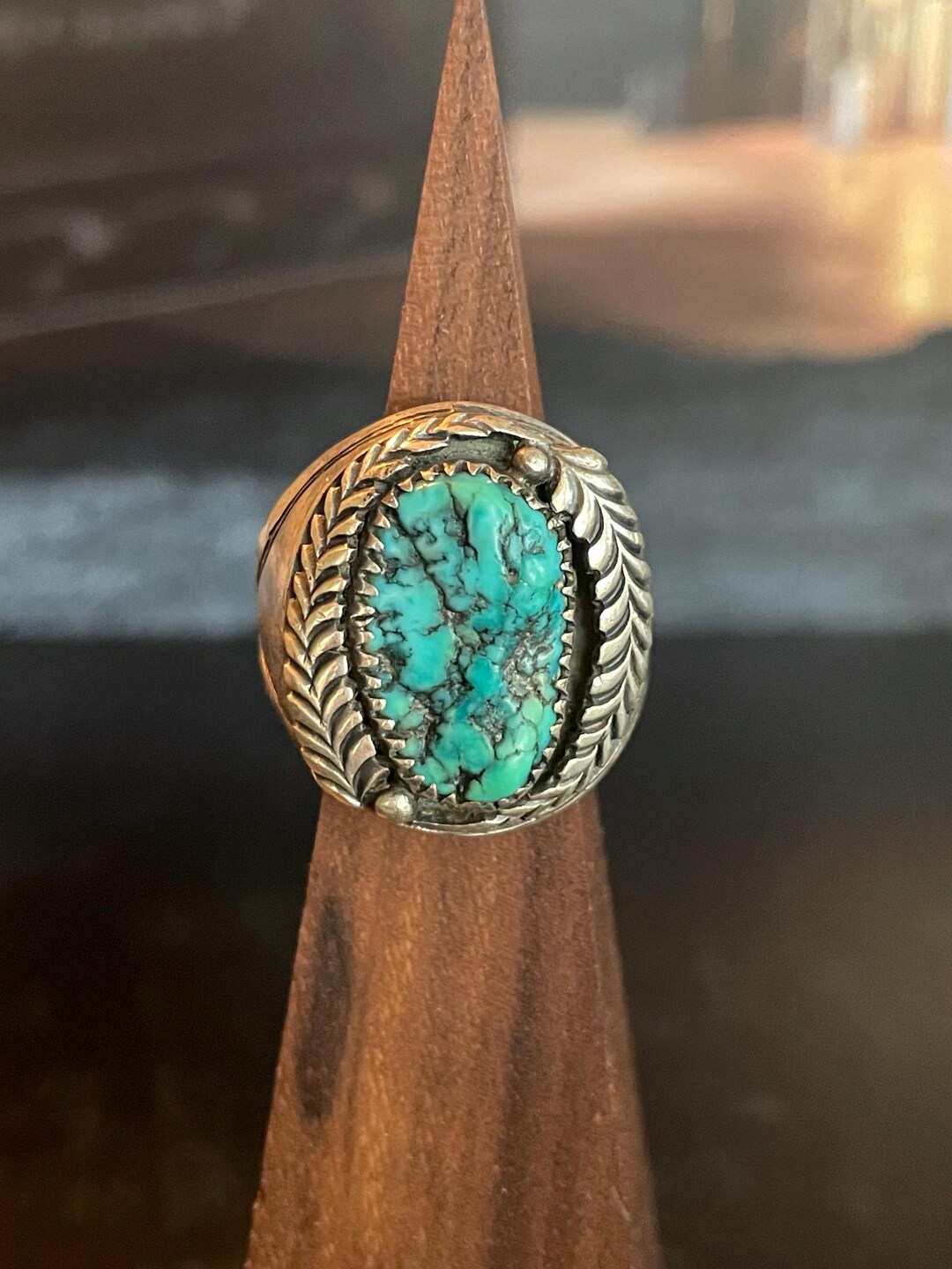 Native American D. Gordon Sterling Silver & Blue Turquoise Mens Ring ...
