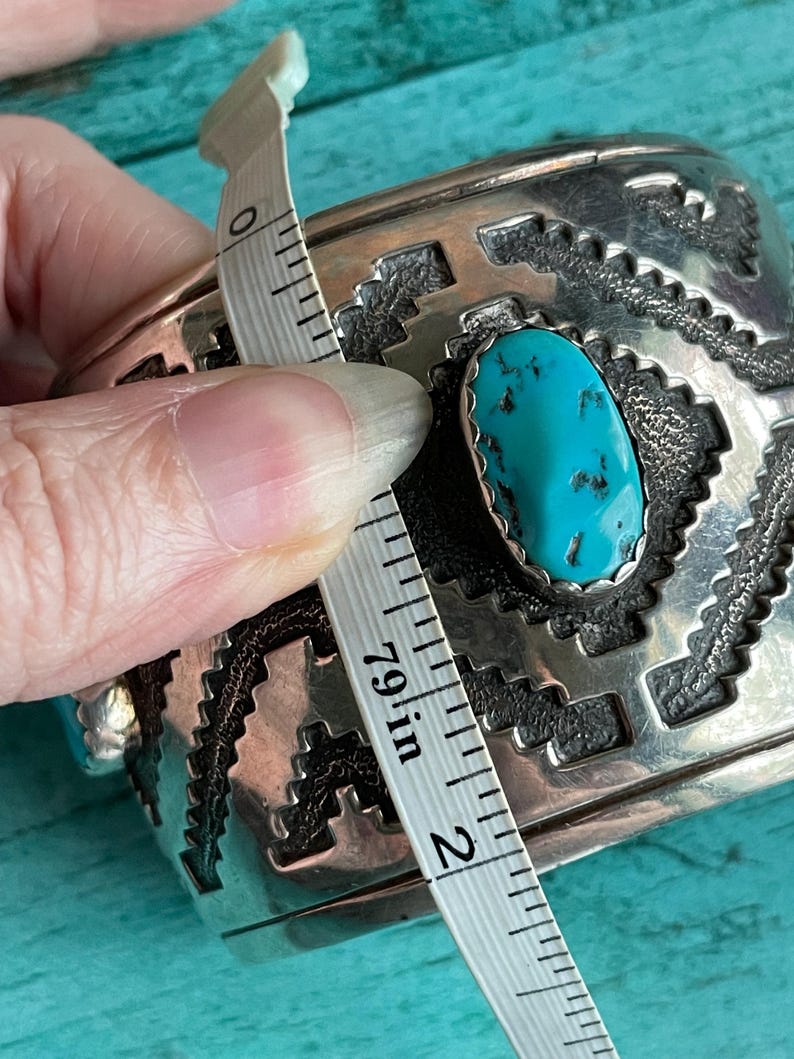 Heavy Ronnie Hurley Signed Handmade Navajo Sterling Silver and Kingman ...