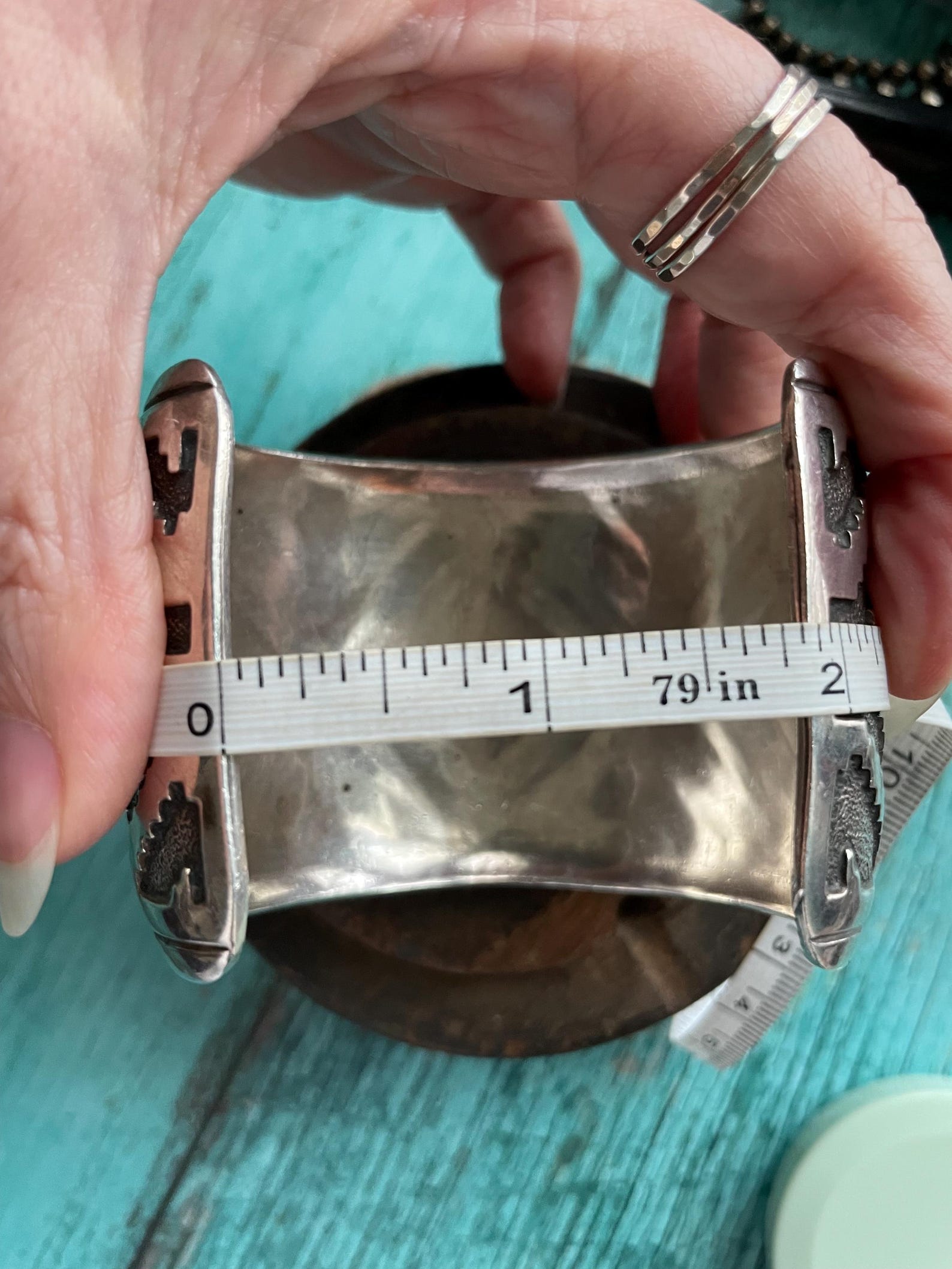 Heavy Ronnie Hurley Signed Handmade Navajo Sterling Silver and Kingman ...