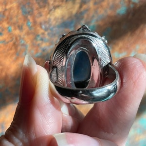 Vintage Whiting & Davis Silver Tone and Blue Statement Ring - Etsy
