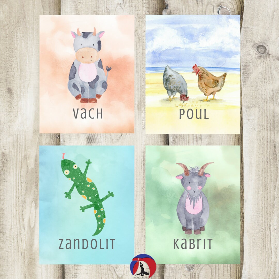 Art Prints Set: Animals Haitian Creole - Etsy