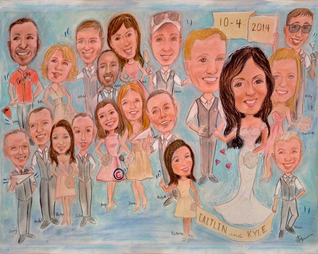 Group Wedding Caricature - Etsy