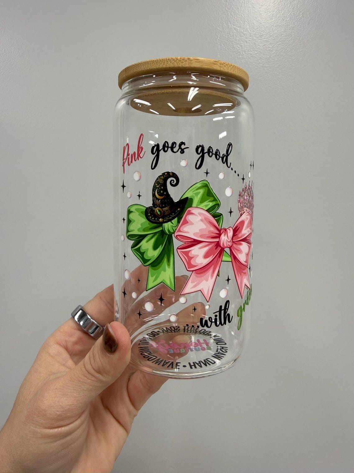 NEW Pink Goes Good With Green Wicked 16oz Glass Cup, Wicked Glass Can ...