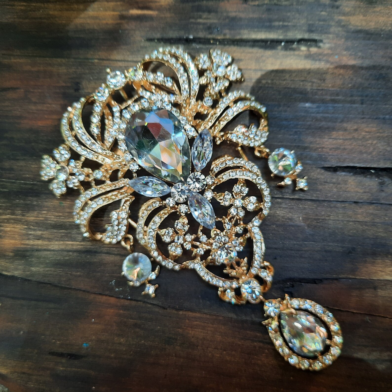 Huge Rhinestone Embellishment Silver Gold or Rose Gold Tone - Etsy