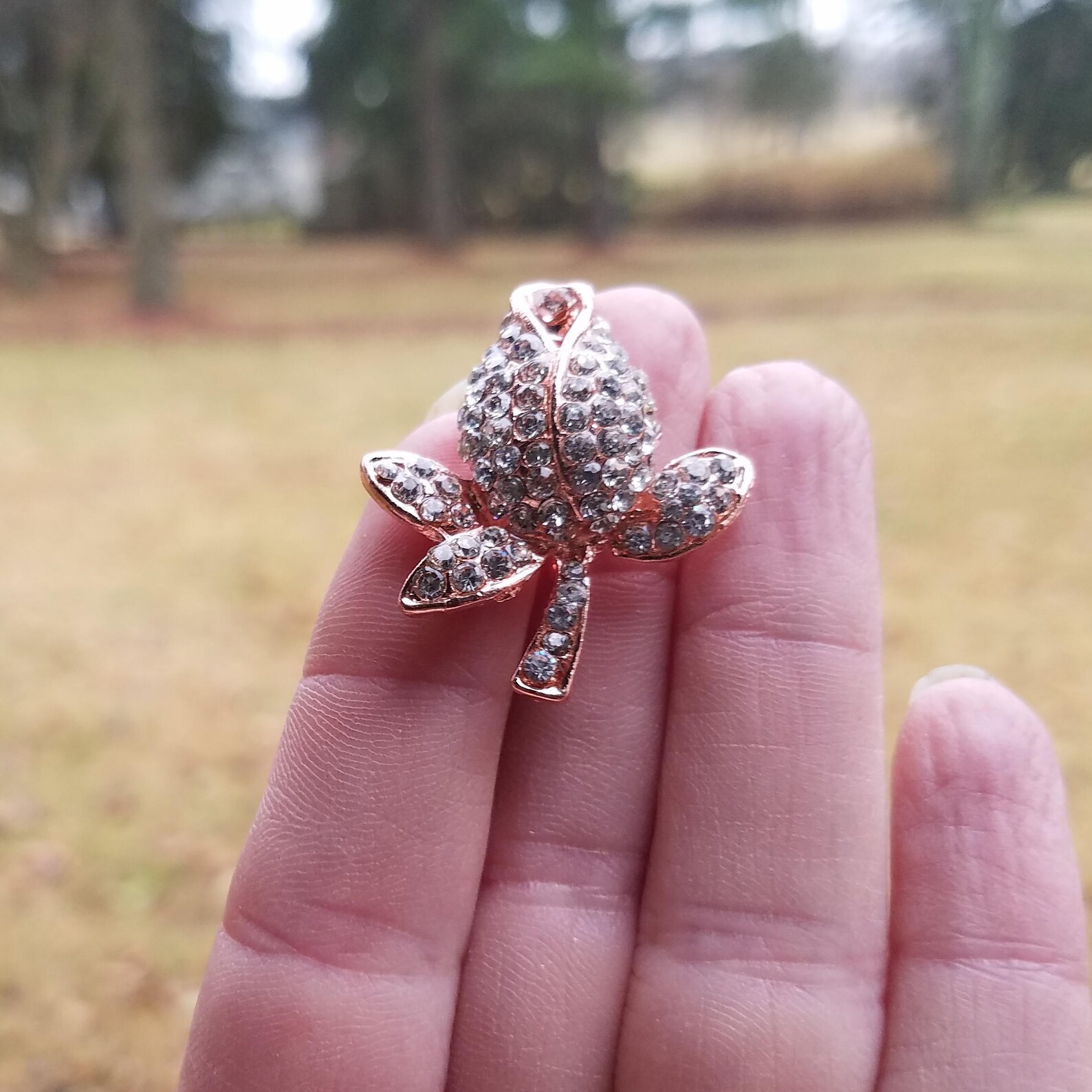 32mm Mini Bright Rose Gold Tone Rhinestone Rosebud Flatback - Etsy