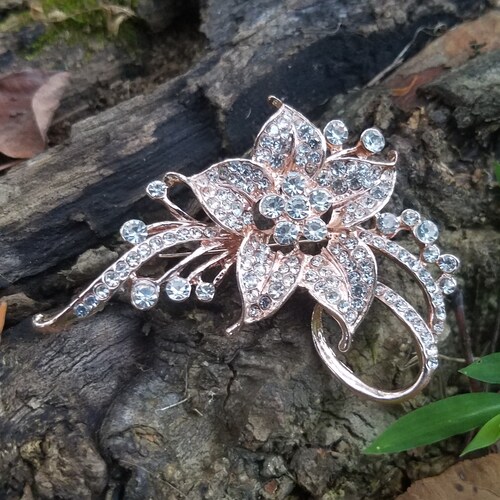 Large Crystal Rhinestone Brooch Flower Brooch Broach Big - Etsy