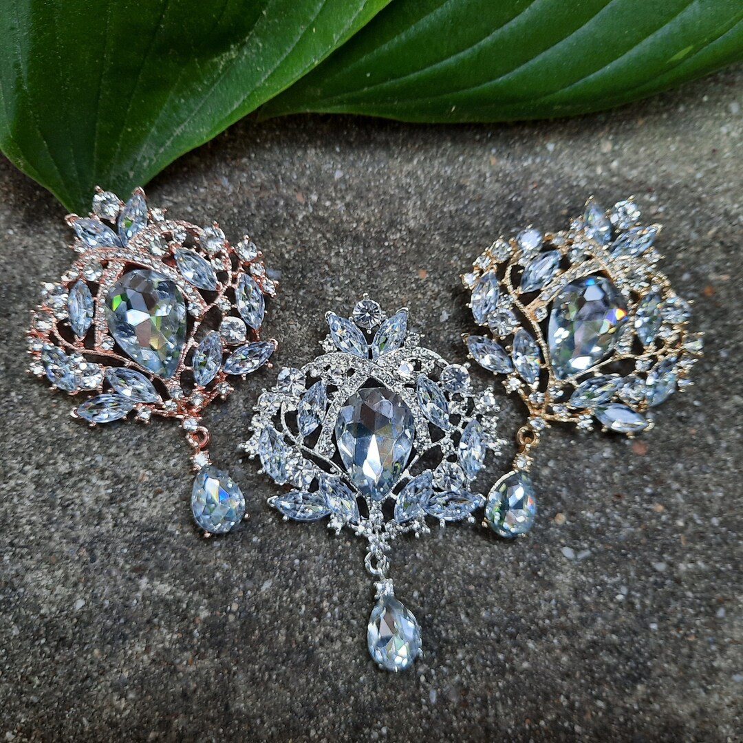 Large Rhinestone Drop Flat Back Embellishment Silver, Gold, or Rose ...