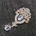 Gold Tone Rhinestone Flat Back Brooch Swinging Drop Pin Clear Crystal ...