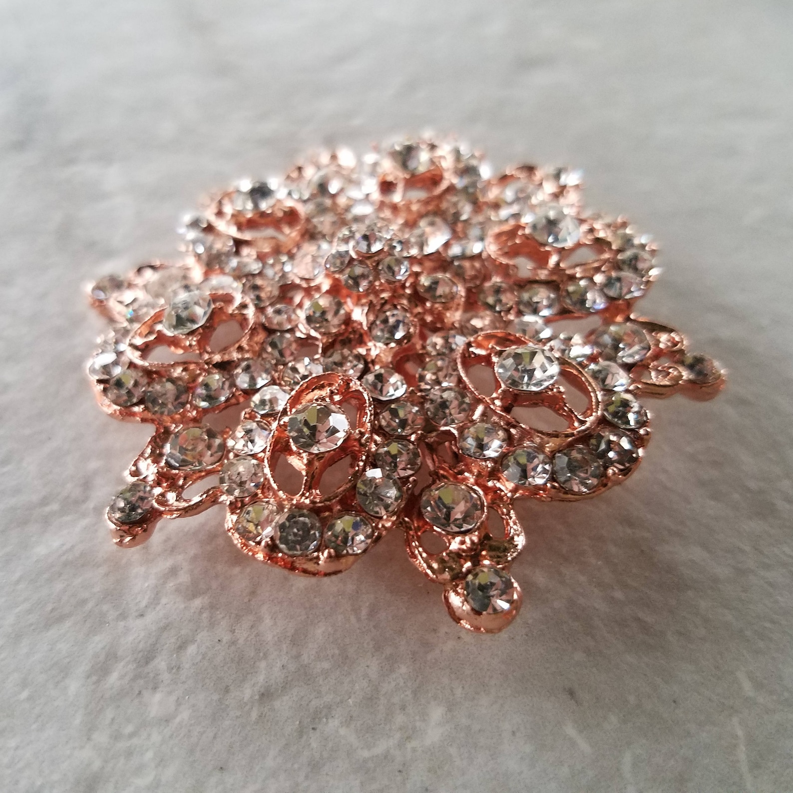 Large Bright Rose Gold Tone Rhinestone Flatback Embellishment - Etsy