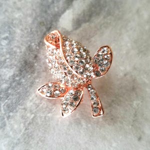 32mm Mini Bright Rose Gold Tone Rhinestone Rosebud Flatback - Etsy