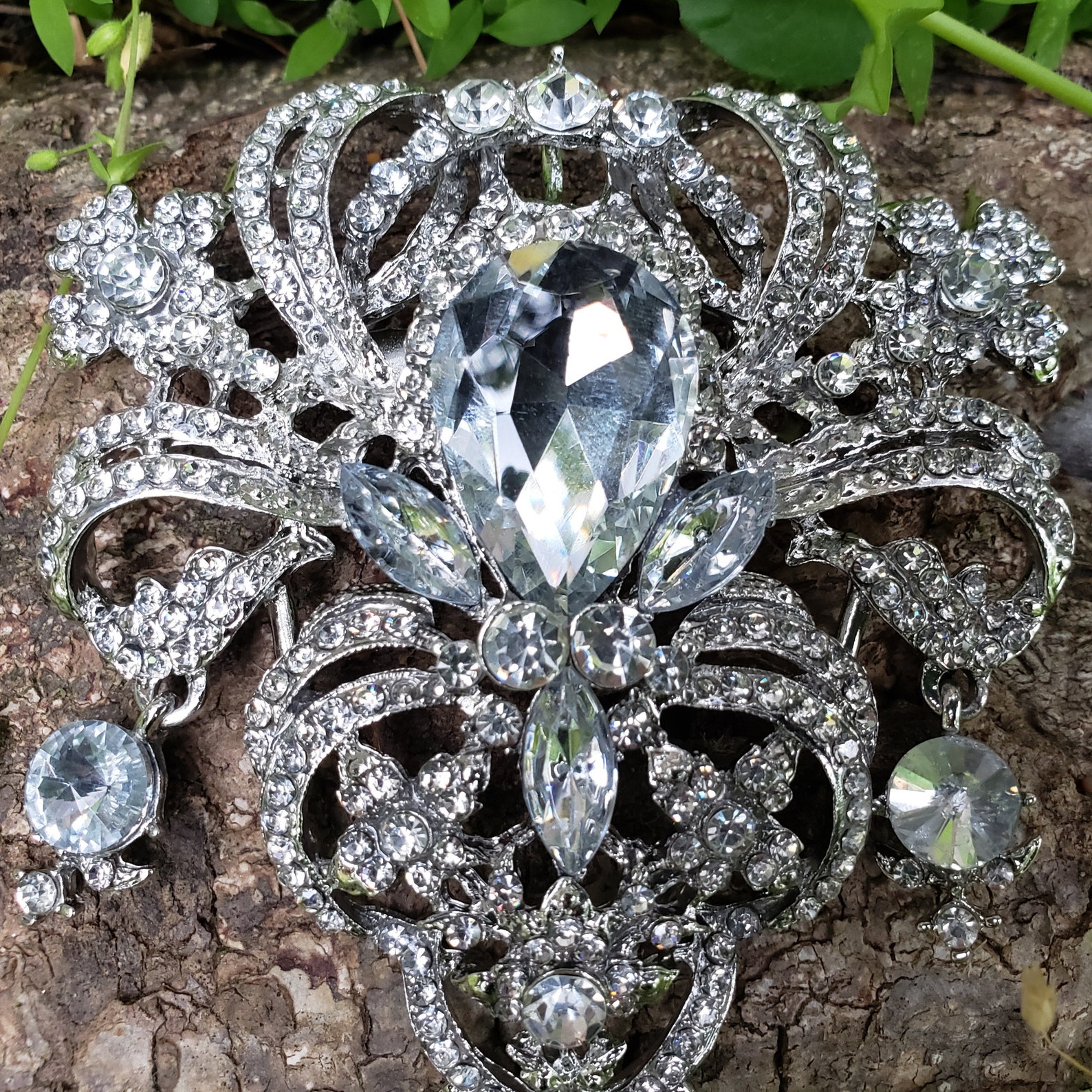 Huge Rhinestone Embellishment Silver Gold or Rose Gold Tone - Etsy