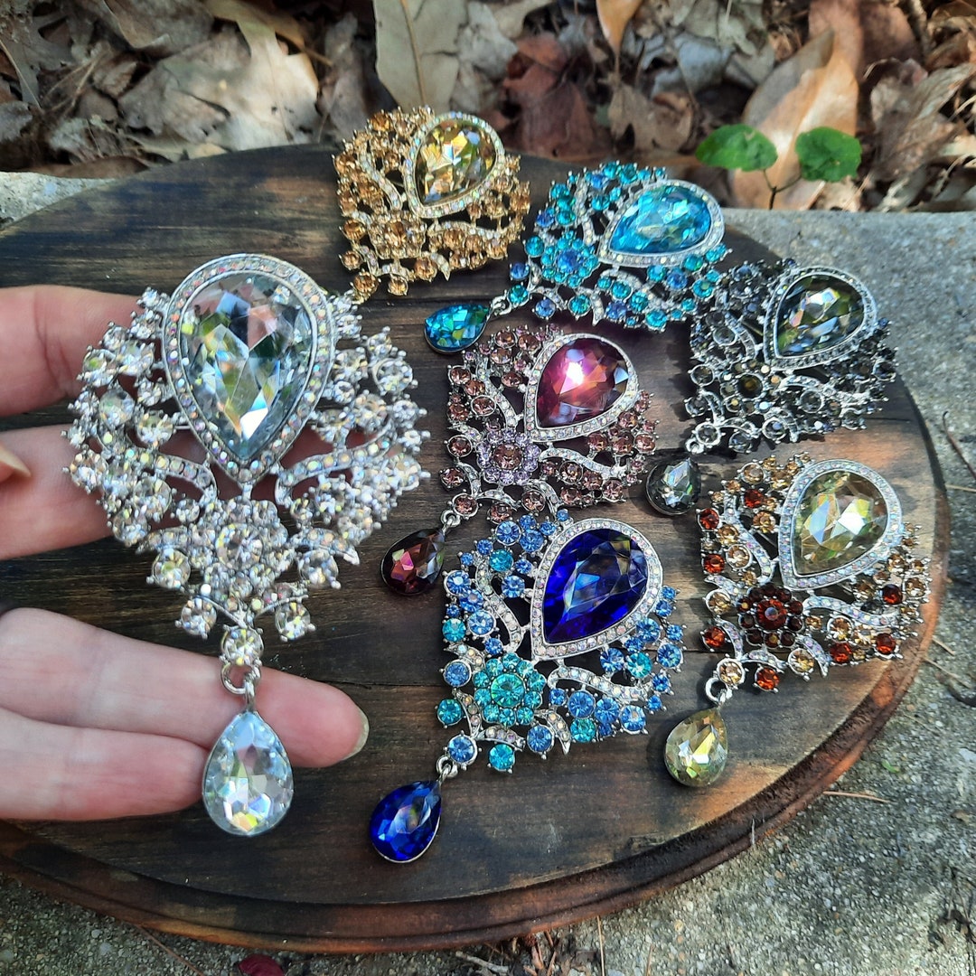 Large Rhinestone Dangle Flatback Embellishment or Pin Drop Dangling ...