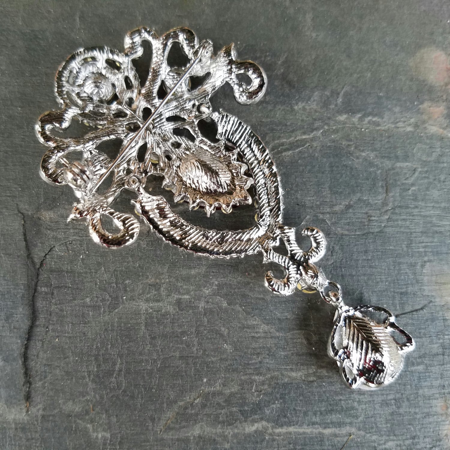 Long Rhinestone Flat Back Embellishment Brooch Ornate Swinging | Etsy